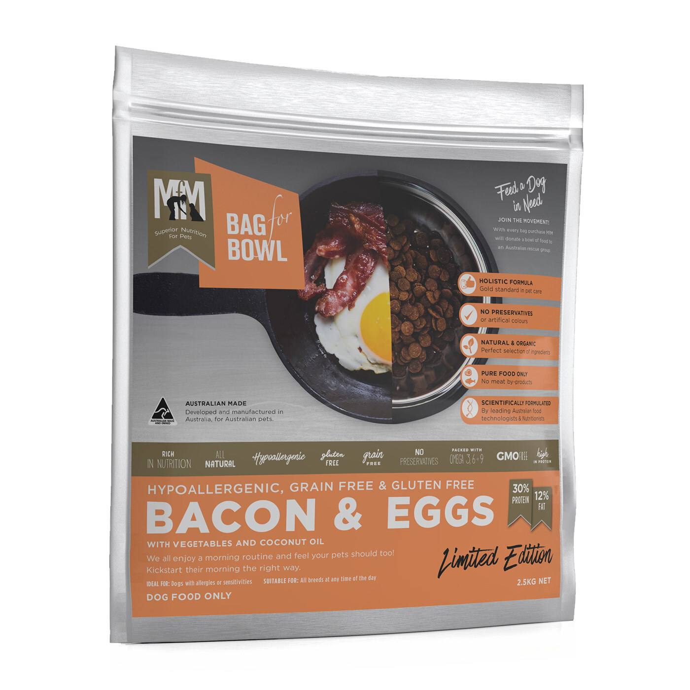 Meals for Mutts Bacon & Eggs Grain Free Dry Dog Food - 2.5kg