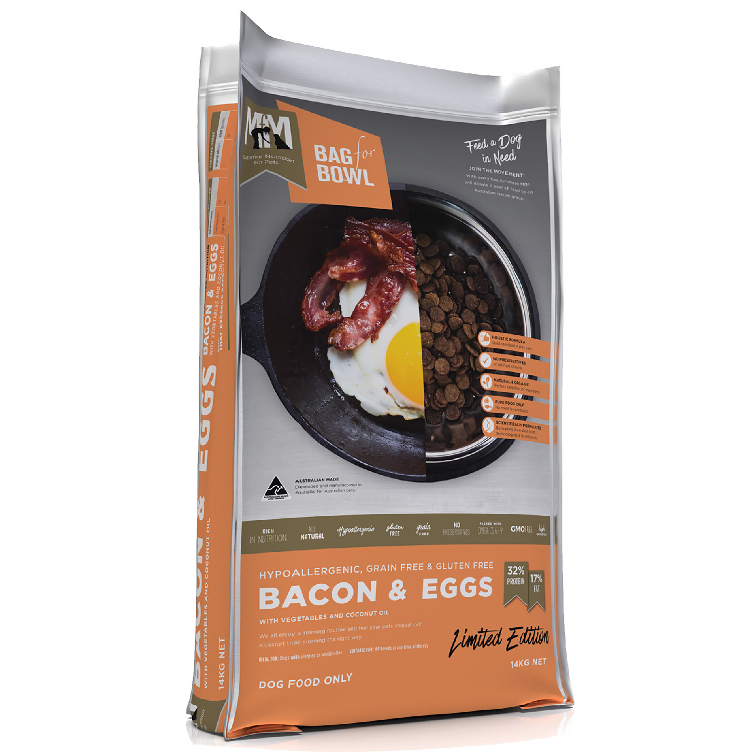 Meals for Mutts Bacon & Eggs Grain Free Dry Dog Food - 14kg